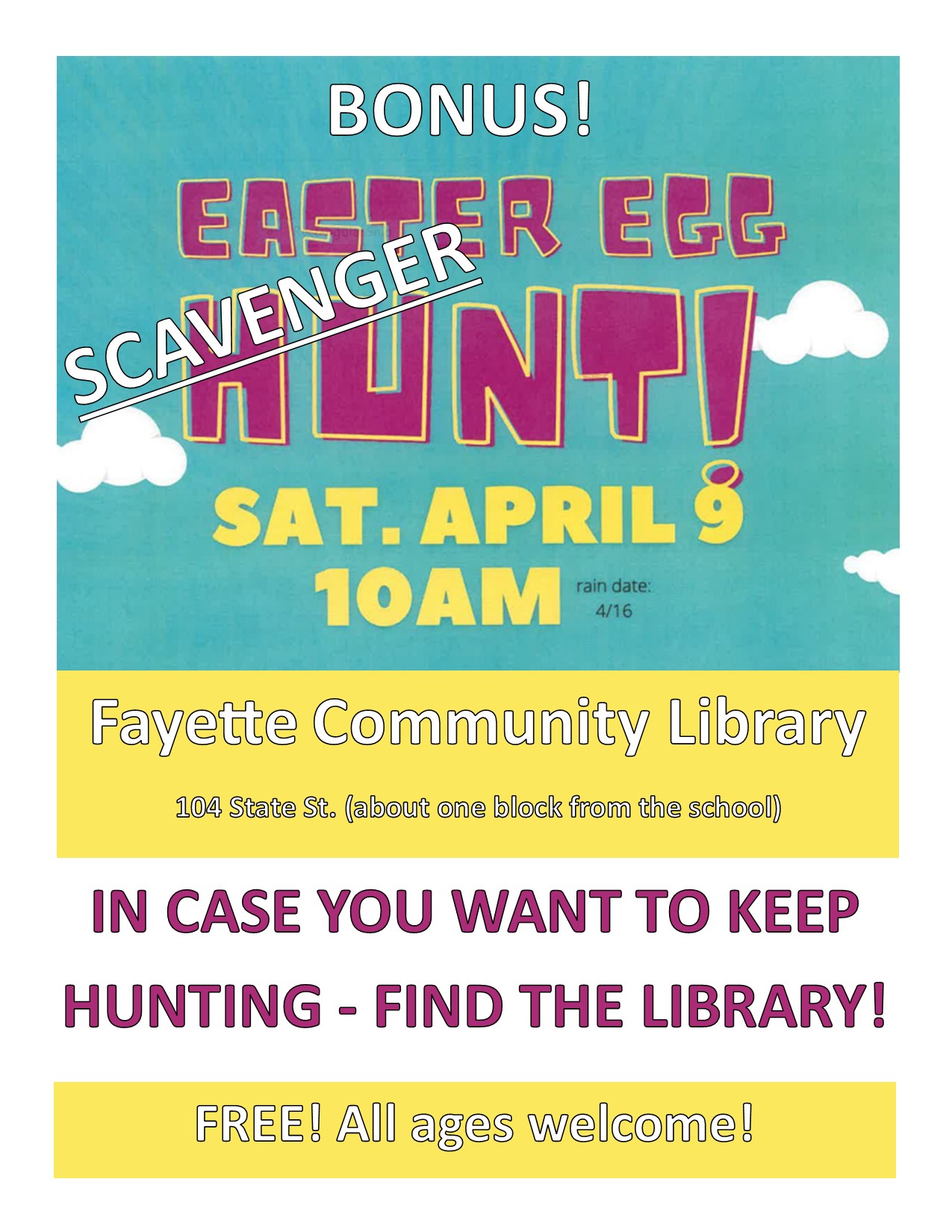 Bonus Easter Egg Scavenger Hunt :: Fayette Community Library
